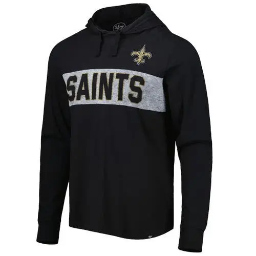 '47 New Orleans Saints Field Franklin Hooded Long Sleeve T-shirt - Black