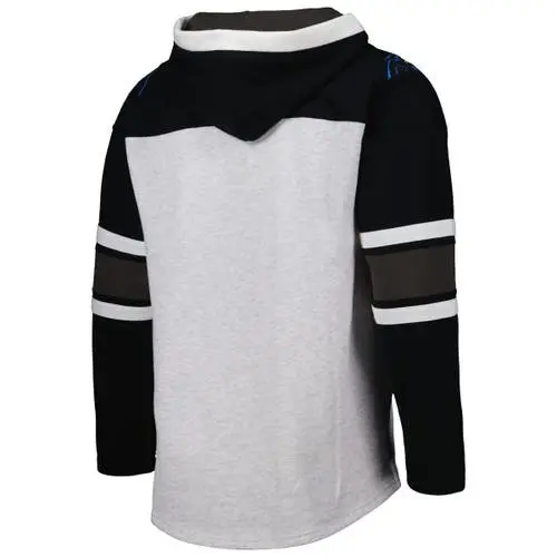 '47 Carolina Panthers Heather Gridiron Lace-up Pullover Hoodie