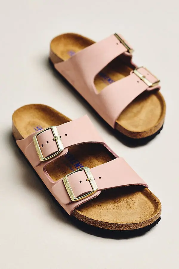 BIRKENSTOCK Arizona Suede Soft Footbed Sandals - Soft Pink