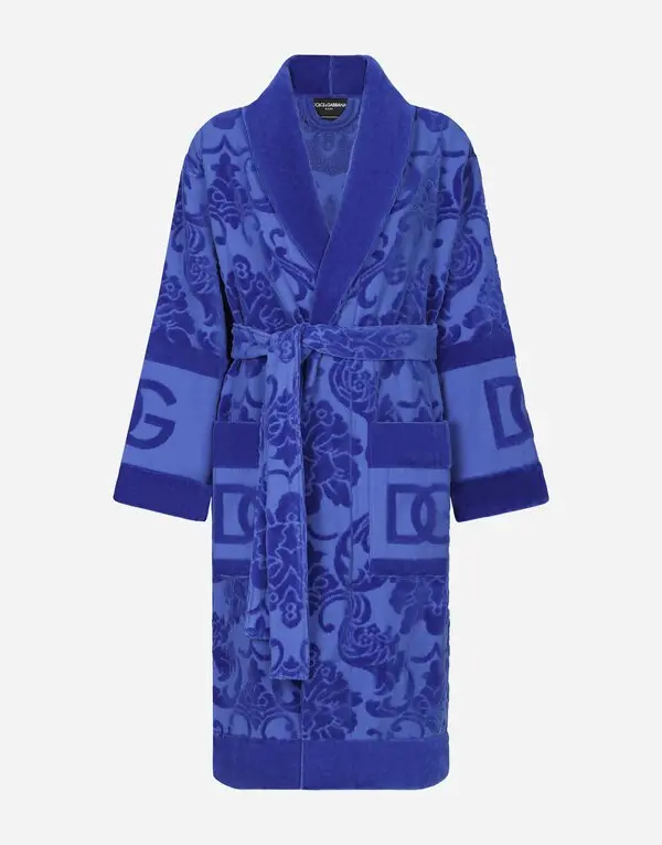 Dolce & Gabbana Bath Robe In Terry Cotton Jacquard - Multicolor