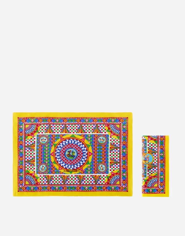 Dolce & Gabbana Set Linen Placemat And Napkin - Multicolor