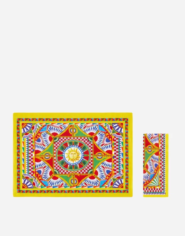 Dolce & Gabbana Set Linen Placemat And Napkin - Multicolor
