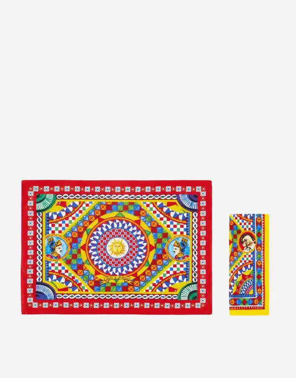 Dolce & Gabbana Set Linen Placemat And Napkin - Multicolor