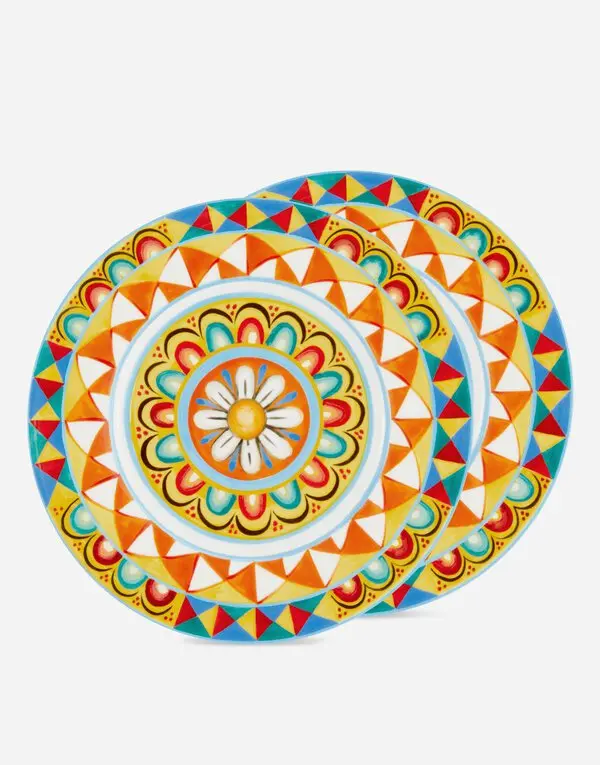 Dolce & Gabbana Set 2 Dinner Plates In Fine Porcelain - Multicolor