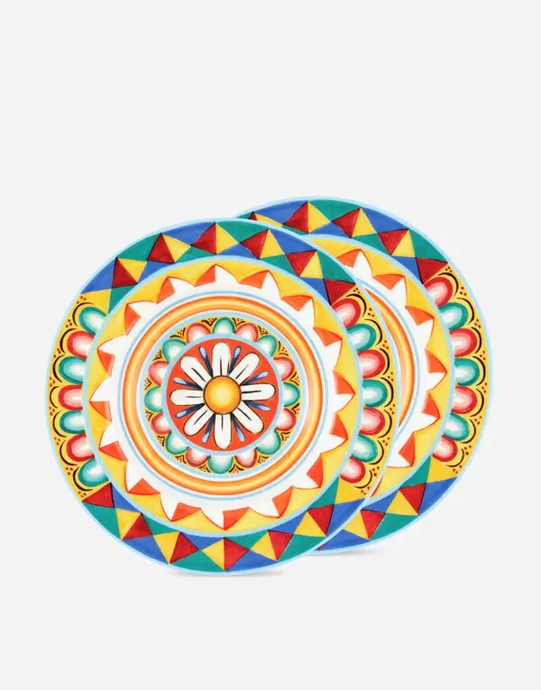 Dolce & Gabbana Set 2 Soup Plates In Fine Porcelain - Multicolor