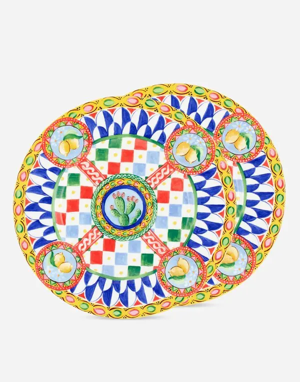 Dolce & Gabbana Set 2 Dinner Plates In Fine Porcelain - Multicolor
