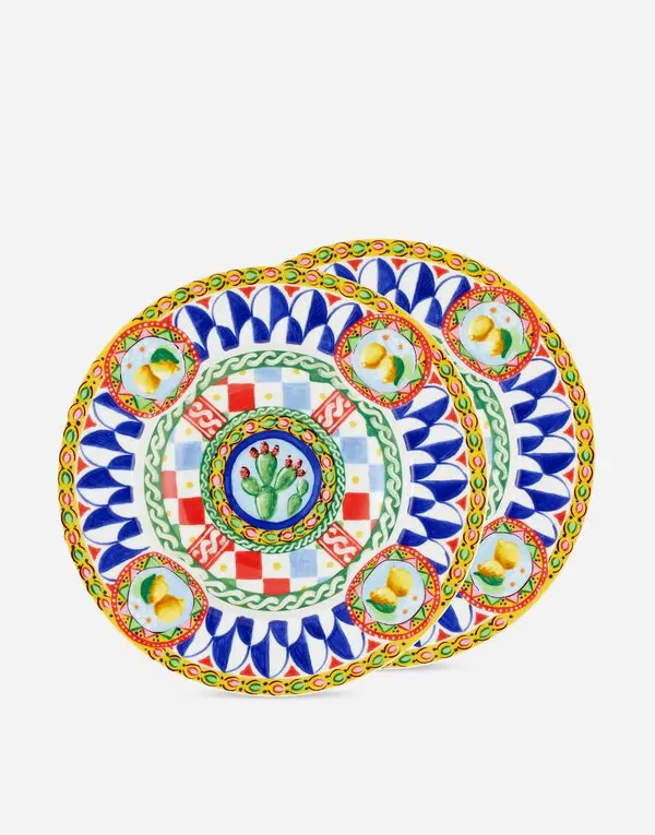 Dolce & Gabbana Set 2 Soup Plates In Fine Porcelain - Multicolor