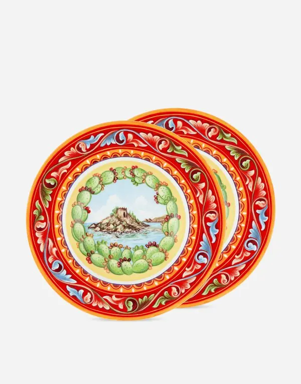 Dolce & Gabbana Set 2 Soup Plates In Fine Porcelain - Multicolor