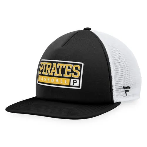 Majestic International White Pittsburgh Pirates Foam Trucker Snapback Hat - Black