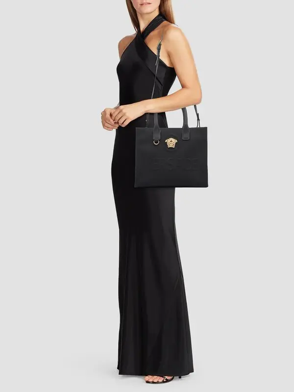 Versace Canvas & Leather Tote Bag - Black