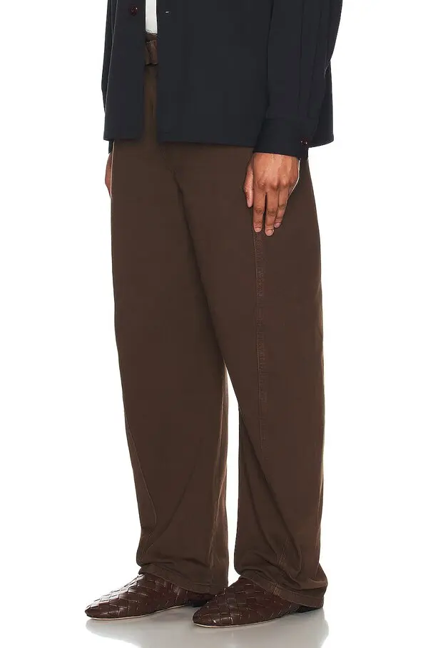 LEMAIRE Twisted Belted Pants In Chocolate - Dark Brown