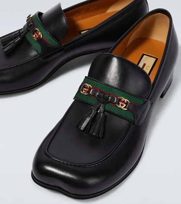 Gucci Interlocking G Tassel Leather Loafers - Black  display picture 3