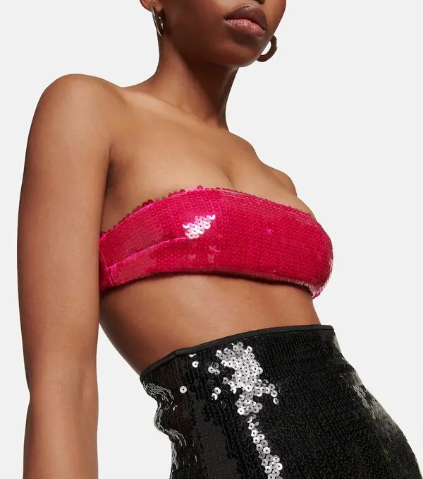 LAQUAN SMITH Bra Bolero Satin Cropped Top