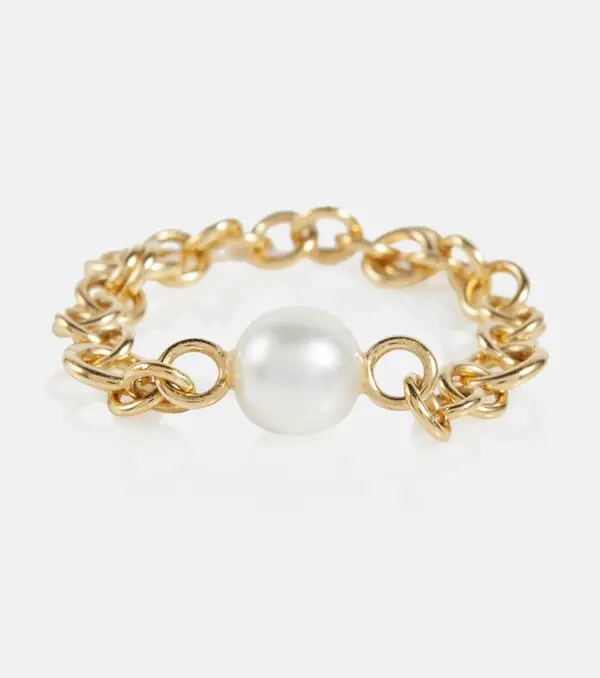 SPINELLI KILCOLLIN Gravity 18kt Chain Ring With Akoya Pearl