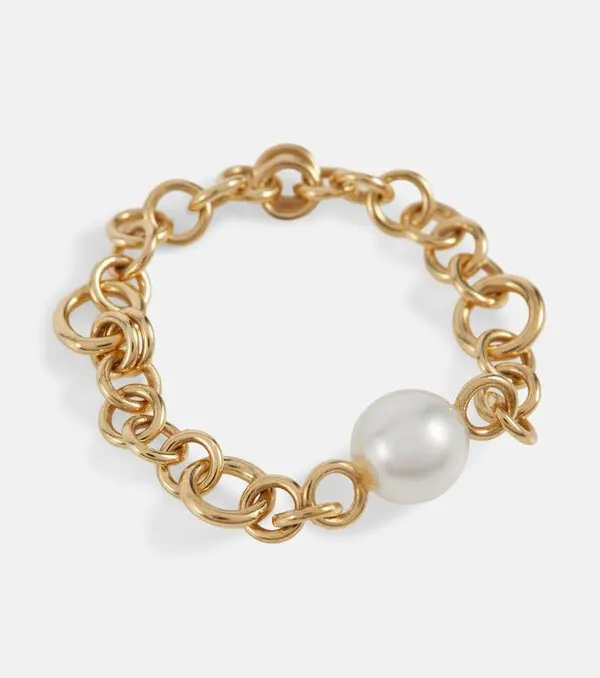 SPINELLI KILCOLLIN Gravity 18kt Chain Ring With Akoya Pearl