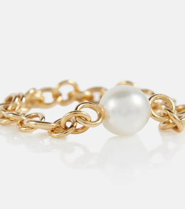 SPINELLI KILCOLLIN Gravity 18kt Chain Ring With Akoya Pearl