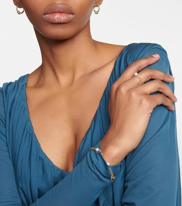 SPINELLI KILCOLLIN Gravity 18kt Chain Ring With Akoya Pearl