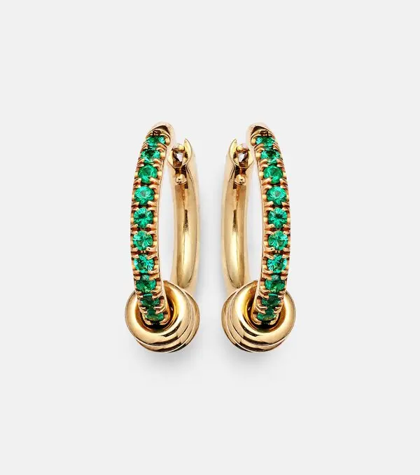 SPINELLI KILCOLLIN Ara Hoop Earrings With Emeralds In 18kt Yellow - Gold