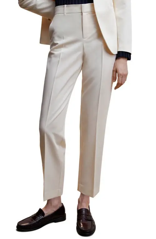 Mango Pleated Straight Leg Trousers - Ecru