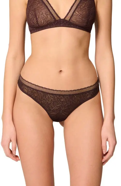 Simone Perele Comete Lace Tanga - Dark Brown