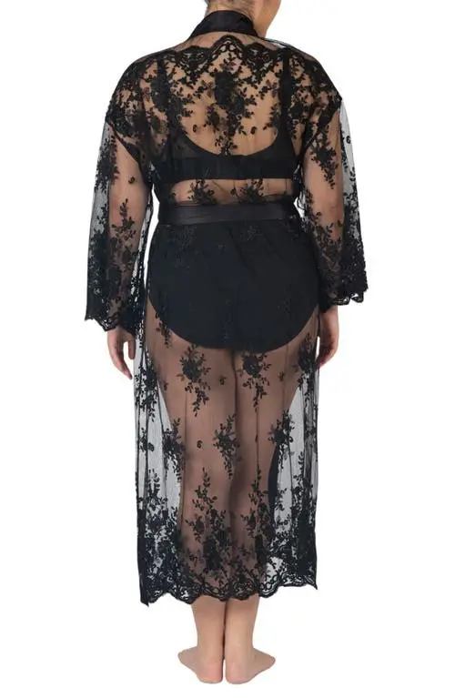 Rya Collection Darling Sheer Lace Robe - Black