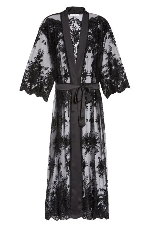 Rya Collection Darling Sheer Lace Robe - Black