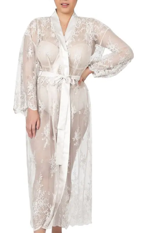 Rya Collection Darling Sheer Lace Robe - Ivory