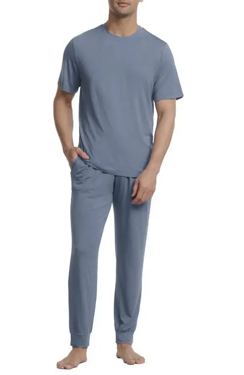 Eberjey Henry Stretch Tencel® Modal Short Sleeve Pajamas - Slate Blue