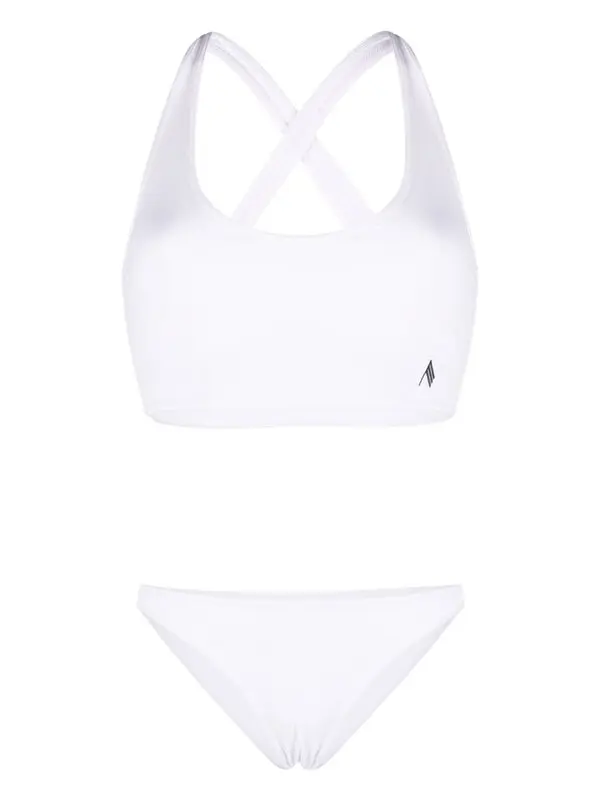 Attico Logo Patch Ribbed Bikini - White
