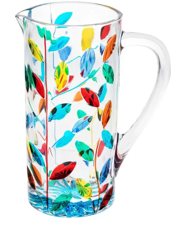 LES-OTTOMANS Abstract-print Glass Jug - Blue