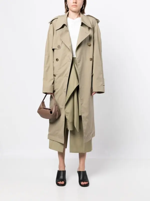 Goen.j Contrast-panel Double-breasted Trench Coat