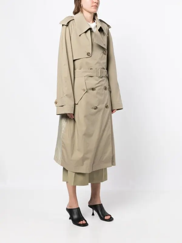 Goen.j Contrast-panel Double-breasted Trench Coat
