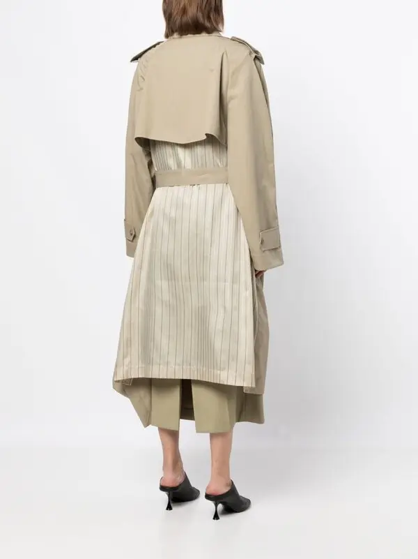 Goen.j Contrast-panel Double-breasted Trench Coat