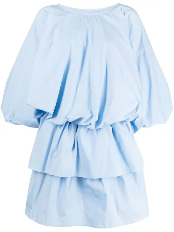 Goen.j Balloon-sleeves Poplin Dress - Blue