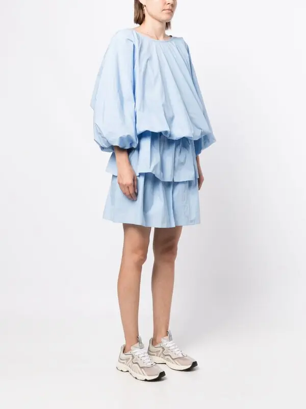 Goen.j Balloon-sleeves Poplin Dress - Blue