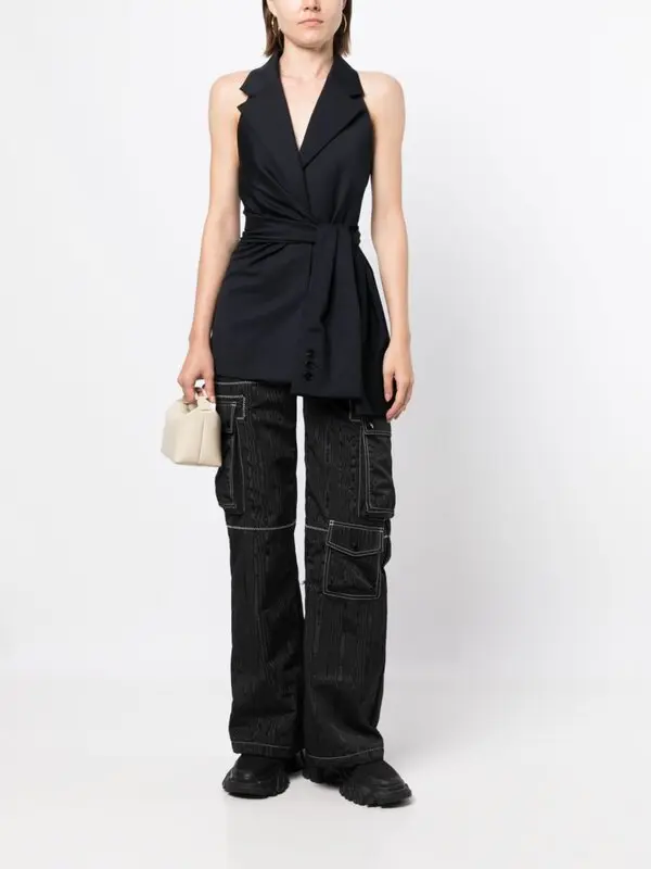 Goen.j Knot-detailed Sleeveless Blazer - Black