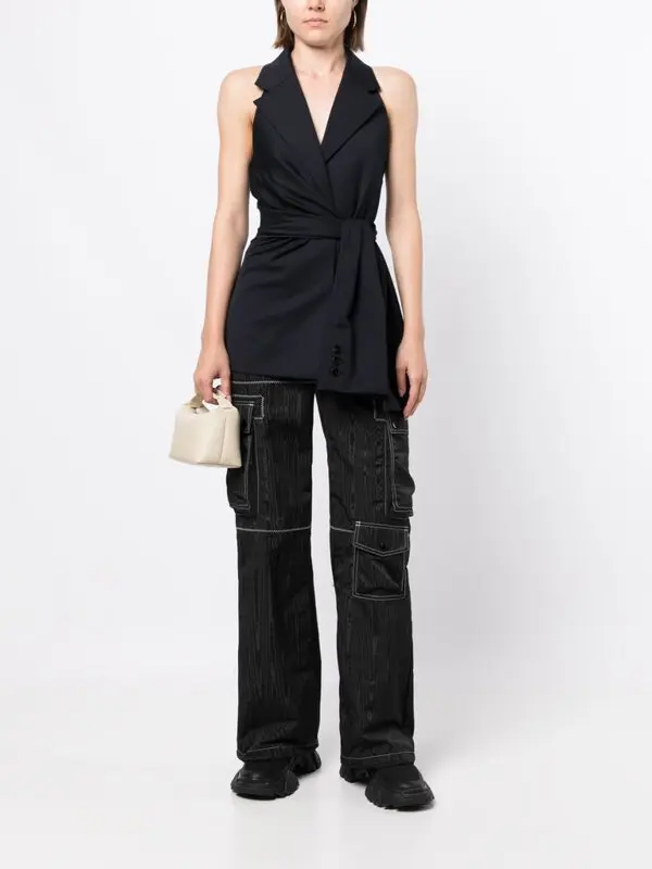 Goen.j Knotted Sleeveless Blazer - Blue