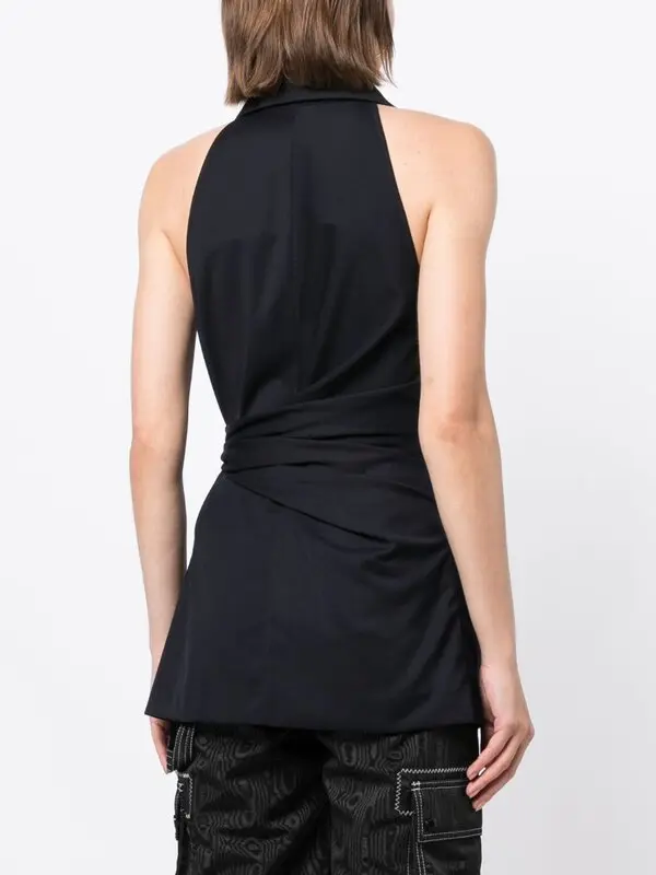 Goen.j Knotted Sleeveless Blazer - Blue