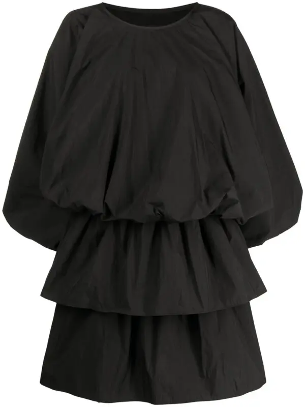 Goen.j Balloon Sleeve Poplin Mini Dress - Black