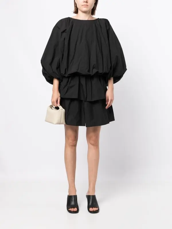 Goen.j Balloon Sleeve Poplin Mini Dress - Black