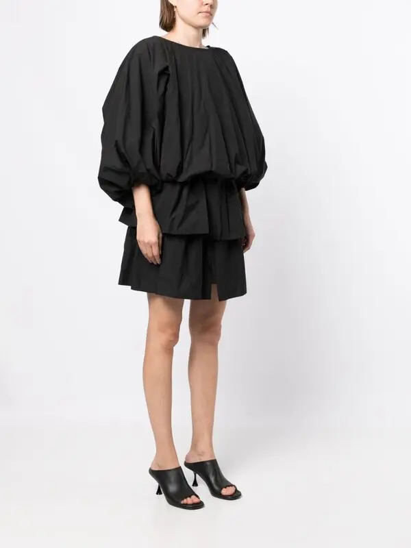 Goen.j Balloon Sleeve Poplin Mini Dress - Black