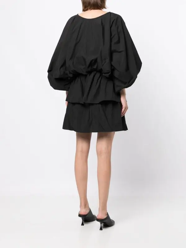 Goen.j Balloon Sleeve Poplin Mini Dress - Black