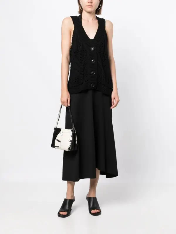 Goen.j Crochet-panel Layered Midi Dress