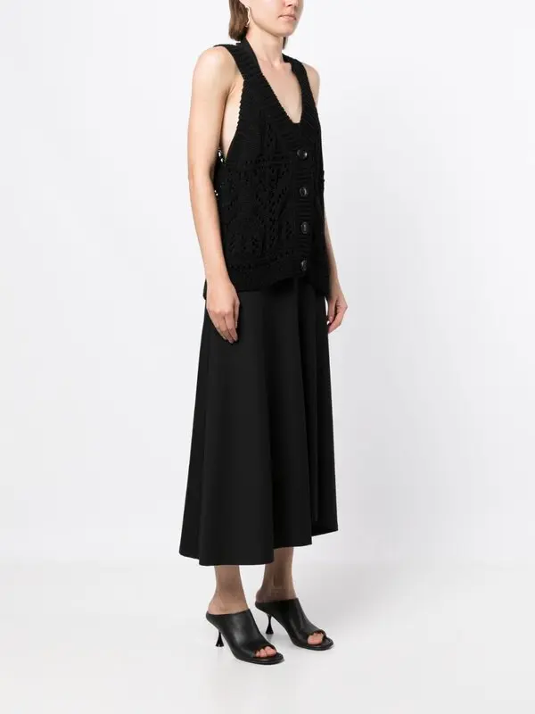 Goen.j Crochet-panel Layered Midi Dress