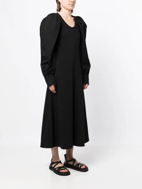Goen.j Flared Puff-sleeve Ankle-length Dress - Black