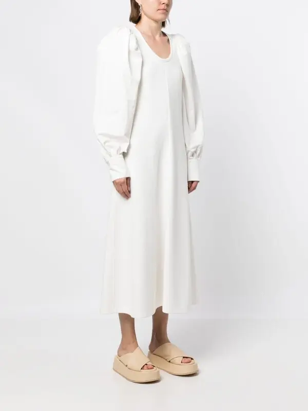 Goen.j Flared Puff-sleeve Dress - White