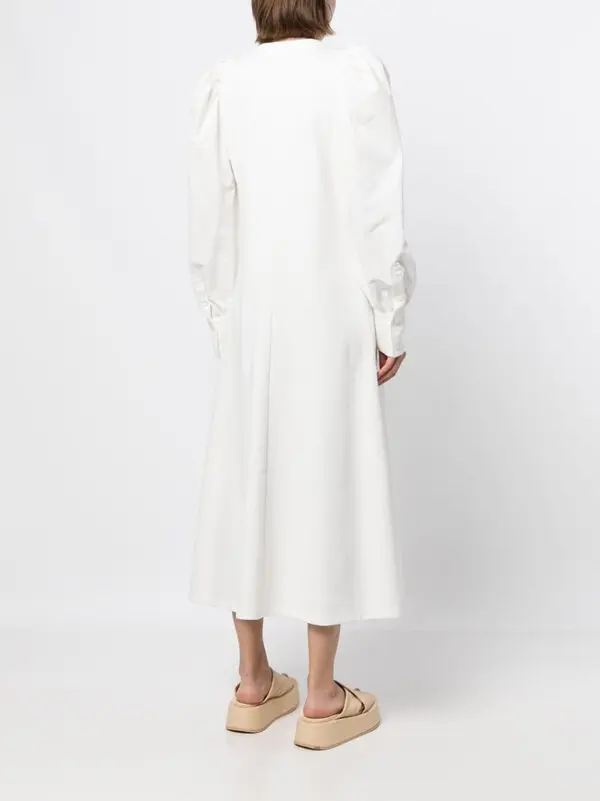 Goen.j Flared Puff-sleeve Dress - White