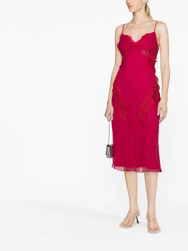 Alberta Ferretti Embroidered Silk Midi Dress