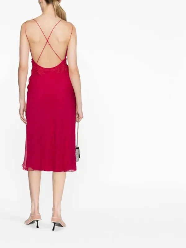 Alberta Ferretti Embroidered Silk Midi Dress