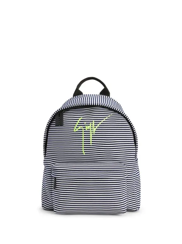 GIUSEPPE ZANOTTI Logo-print Striped Backpack - White